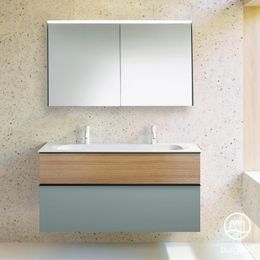 Burgbad Fiumo Badmöbel-Set Doppelwaschtisch mit Waschtischunterschrank und Spiegelschrank, SFXW122F3957FOT52C0001G0200,