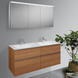 Burgbad Fiumo Badmöbel-Set Doppelwaschtisch mit Waschtischunterschrank und Spiegelschrank, SGGT142RF3960C0001G0146,