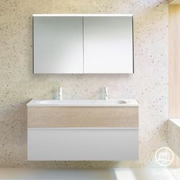 Burgbad Fiumo Badmöbel-Set Doppelwaschtisch mit Waschtischunterschrank und Spiegelschrank, SFXW122F3956FOT45C0001G0223,