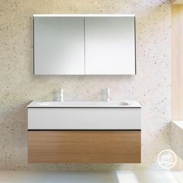 Burgbad Fiumo Badmöbel-Set Doppelwaschtisch mit Waschtischunterschrank und Spiegelschrank, SFXW122F3960FOT2C0001G0200,