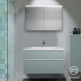 Burgbad Fiumo Badmöbel-Set Waschtisch mit Waschtischunterschrank und Spiegelschrank, SFXV102F3957C0001G0223,
