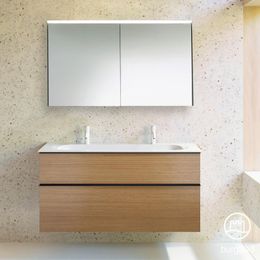 Burgbad Fiumo Badmöbel-Set Doppelwaschtisch mit Waschtischunterschrank und Spiegelschrank, SFXW122F3960C0001G0200,