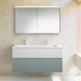 Burgbad Fiumo Badmöbel-Set Doppelwaschtisch mit Waschtischunterschrank und Spiegelschrank, SFXW122F3957FOT2C0001G0223,