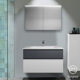 Burgbad Fiumo Badmöbel-Set Waschtisch mit Waschtischunterschrank und Spiegelschrank, SFXV102F3956FOT56C0001G0200,