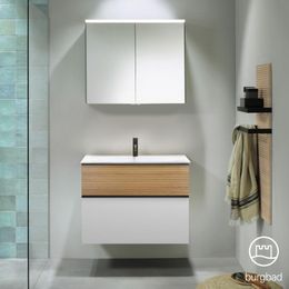 Burgbad Fiumo Badmöbel-Set Waschtisch mit Waschtischunterschrank und Spiegelschrank, SFXV082F3956FOT52C0001G0200,