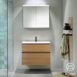 Burgbad Fiumo Badmöbel-Set Waschtisch mit Waschtischunterschrank und Spiegelschrank, SFXV082F3960C0001G0200,