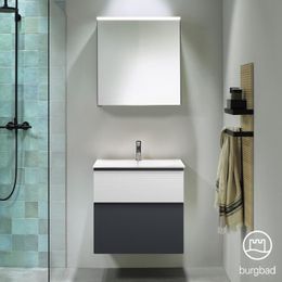 Burgbad Fiumo Badmöbel-Set Waschtisch mit Waschtischunterschrank und Spiegelschrank, SFXV062RF3958FOT2C0001G0200,