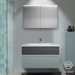 Burgbad Fiumo Badmöbel-Set Waschtisch mit Waschtischunterschrank und Spiegelschrank, SFXV102F3957FOT56C0001G0223,