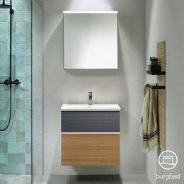 Burgbad Fiumo Badmöbel-Set Waschtisch mit Waschtischunterschrank und Spiegelschrank, SFXV062RF3960FOT56C0001G0223,