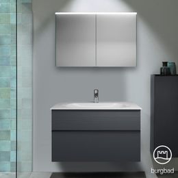 Burgbad Fiumo Badmöbel-Set Waschtisch mit Waschtischunterschrank und Spiegelschrank, SFXV102F3958C0001G0200,