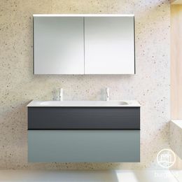 Burgbad Fiumo Badmöbel-Set Doppelwaschtisch mit Waschtischunterschrank und Spiegelschrank, SFXW122F3957FOT56C0001G0200,