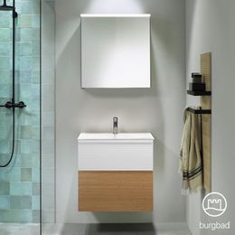Burgbad Fiumo Badmöbel-Set Waschtisch mit Waschtischunterschrank und Spiegelschrank, SFXV062RF3960FOT2C0001G0223,