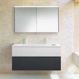 Burgbad Fiumo Badmöbel-Set Doppelwaschtisch mit Waschtischunterschrank und Spiegelschrank, SFXW122F3958FOT2C0001G0223,