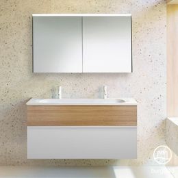 Burgbad Fiumo Badmöbel-Set Doppelwaschtisch mit Waschtischunterschrank und Spiegelschrank, SFXW122F3956FOT52C0001G0223,