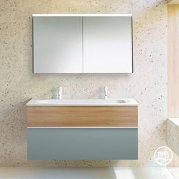 Burgbad Fiumo Badmöbel-Set Doppelwaschtisch mit Waschtischunterschrank und Spiegelschrank, SFXW122F3957FOT52C0001G0223,