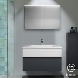 Burgbad Fiumo Badmöbel-Set Waschtisch mit Waschtischunterschrank und Spiegelschrank, SFXV102F3958FOT2C0001G0200,