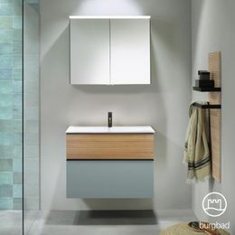 Burgbad Fiumo Badmöbel-Set Waschtisch mit Waschtischunterschrank und Spiegelschrank, SFXV082F3957FOT52C0001G0200,