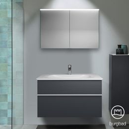 Burgbad Fiumo Badmöbel-Set Waschtisch mit Waschtischunterschrank und Spiegelschrank, SFXV102F3958C0001G0223,