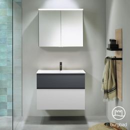 Burgbad Fiumo Badmöbel-Set Waschtisch mit Waschtischunterschrank und Spiegelschrank, SFXV082F3956FOT56C0001G0200,