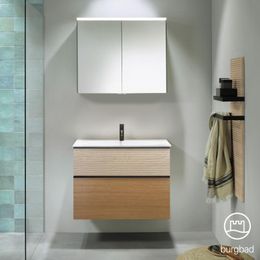 Burgbad Fiumo Badmöbel-Set Waschtisch mit Waschtischunterschrank und Spiegelschrank, SFXV082F3960FOT45C0001G0200,