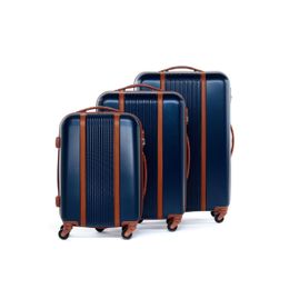 FERGÉ FERGÉ Kofferset »MILANO«, 3 Koffer Hartschale 3-teilig Reisekoffer 3er Set Hartschalenkoffer Rollkoffer 4 Rollen blau