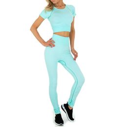 Ital-Design Sportanzug Damen Freizeit, Stretch Jogging- & Freizeitanzug in Hellblau