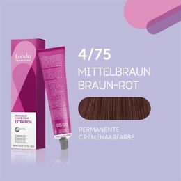 LONDA Professional Extra Rich Crème Permanente Cremehaarfarbe 4/75 Mittelbraun braun-rot 60ml