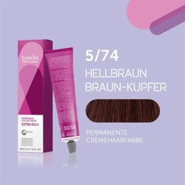 LONDA Professional Extra Rich Crème Permanente Cremehaarfarbe 5/74 Hellbraun braun-kupfer 60ml