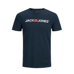 Jack & Jones JACK & JONES T-Shirt 'Essentials' Herren Gr&ouml;&szlig;e XL dunkelblau / orange / wei&szlig;