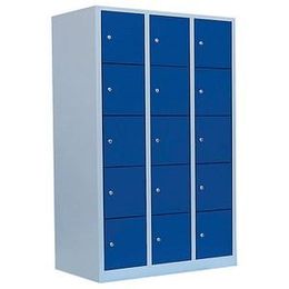 LÜLLMANN LÜLLMANN Schließfachschrank lichtgrau, enzianblau 523531, 15 Schließfächer 118,5 x 50,0 x 180,0 cm