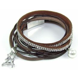 Trachtenland Wickelarmband Wickelarmband mit Strass und Hirsch Anhänger