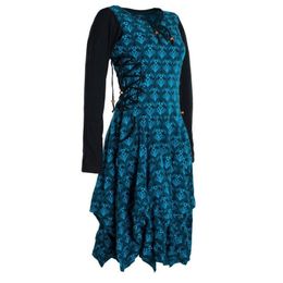 Vishes Jerseykleid Jersey-Kleid Blumenkleid Schnürung V-Ausschnitt Party-