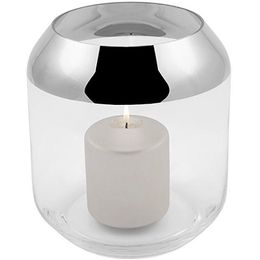 Fink Teelichthalter SMILLA, Windlicht aus mundgeblasenem Glas, auch als Vase nutzbar, Höhe 21 cm, weiß
