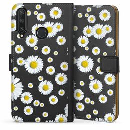 DeinDesign Handyhülle Gänseblume Blumen Motiv ohne Hintergrund, Huawei Y6p Hülle Handy Flip Case Wallet Cover Handytasche Leder, schwarz