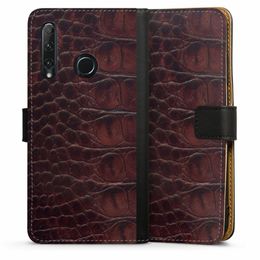 DeinDesign Handyhülle Krokodil Leder Animalprint Croco dark brown, Huawei Honor 20 Lite Hülle Handy Flip Case Wallet Cover, schwarz