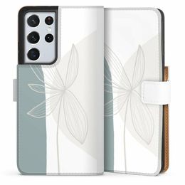 DeinDesign Handyhülle Blume Boho Pastell Flower and Shapes No 3-Anastasia Sawall, Samsung Galaxy S21 Ultra 5G Hülle Handy Flip Case Wallet Cover, weiß