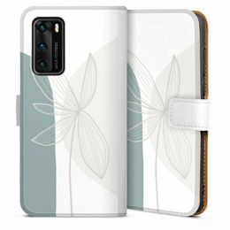 DeinDesign Handyhülle Blume Boho Pastell Flower and Shapes No 3-Anastasia Sawall, Huawei P40 Hülle Handy Flip Case Wallet Cover Handytasche Leder