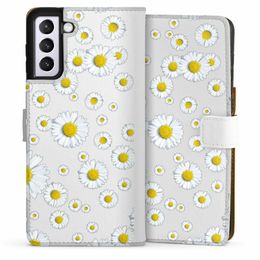 DeinDesign Handyhülle Gänseblume Blumen Motiv ohne Hintergrund, Samsung Galaxy S21+ 5G Hülle Handy Flip Case Wallet Cover, weiß