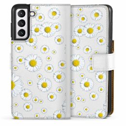 DeinDesign Handyhülle Gänseblume Blumen Motiv ohne Hintergrund, Samsung Galaxy S21 5G Hülle Handy Flip Case Wallet Cover, weiß