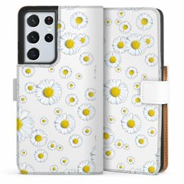 DeinDesign Handyhülle Gänseblume Blumen Motiv ohne Hintergrund, Samsung Galaxy S21 Ultra 5G Hülle Handy Flip Case Wallet Cover, weiß