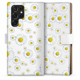 DeinDesign Handyhülle Gänseblume Blumen Motiv ohne Hintergrund, Samsung Galaxy S22 Ultra Hülle Handy Flip Case Wallet Cover, weiß