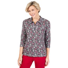Poloshirt Classic Basics "Shirt" Gr. 42, bunt (schwarz, rot, bedruckt) Damen Shirts Jersey