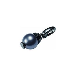 DKNY Charm-Einhänger Anhänger, aus Edelstahl, Schwarz, Zirkonia, Perle, Karabiner