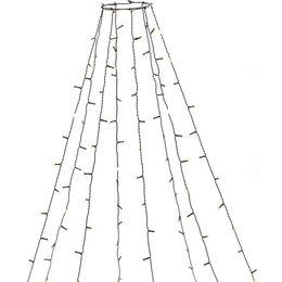 Konstsmide LED-Baummantel Weihnachtsdeko aussen, Christbaumschmuck, 8h Timer, vormontiert, Ring Ø 15, 8 Stränge à 50 bernsteinfarbene Dioden, mit Glimmereffekt, schwarz