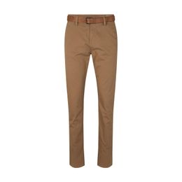 Tom Tailor Denim Herren Chino Hose mit Gürtel, braun, Gr. 30/36