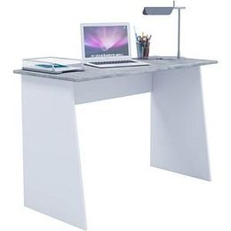 Vcm my office Masola Maxi Schreibtisch beton rechteckig, Wangen-Gestell weiß 110,0 x 50,0 cm