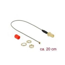 Delock Antennenkabel RP-SMA (Buchse zum Einbau) > MHF (Stecker) grau/gold, 20cm