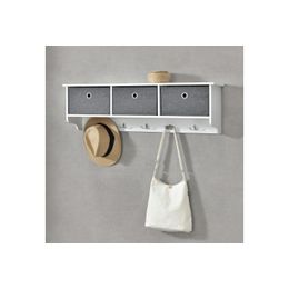 en.casa® en.casa Wandgarderobe, Horsens 30 x100 x 20 cm mit 3 Boxen Garderobenhaken Weiß / Grau
