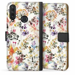 DeinDesign Handyhülle Blume Muster Pastell Wild Grasses, Huawei Y6p Hülle Handy Flip Case Wallet Cover Handytasche Leder, schwarz
