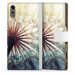 DeinDesign Handyhülle Pusteblume Fotografie Blumen Dandelion 1, Sony Xperia XZ Hülle Handy Flip Case Wallet Cover Handytasche Leder, weiß